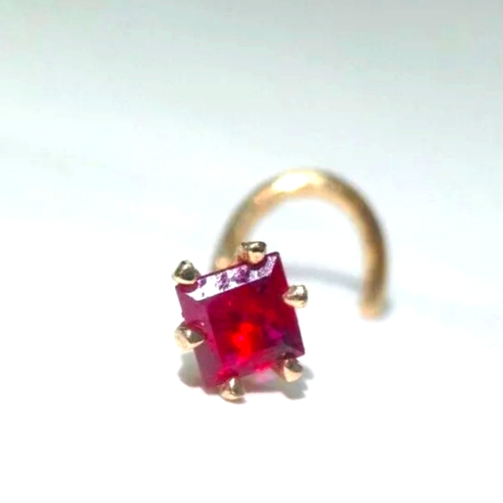 .10ct 3mm Natural Ruby Square Princess Cut 14k Yellow… - Gem